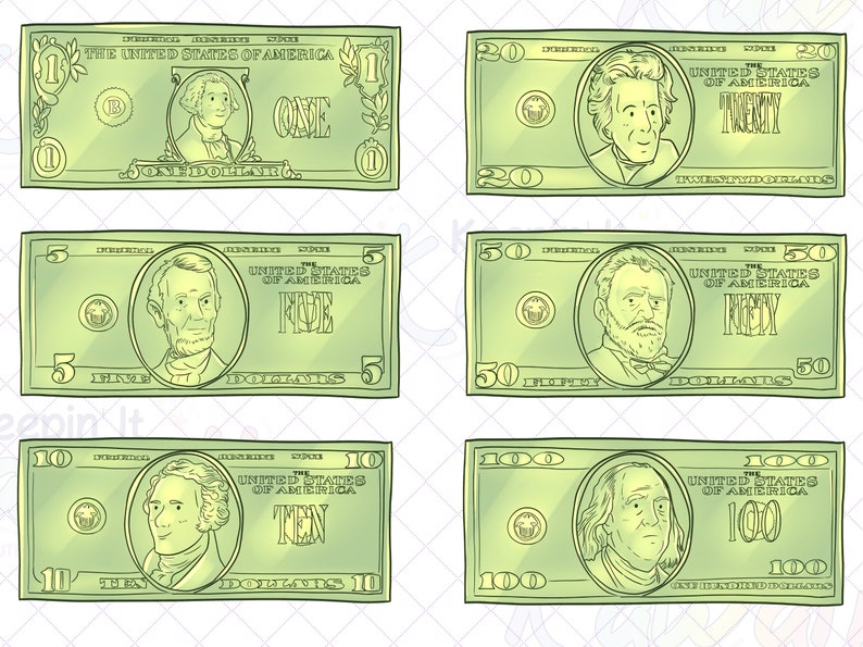 American Money Clip Art, Cute Money, Kids Money Clipart, Kids Finance ...