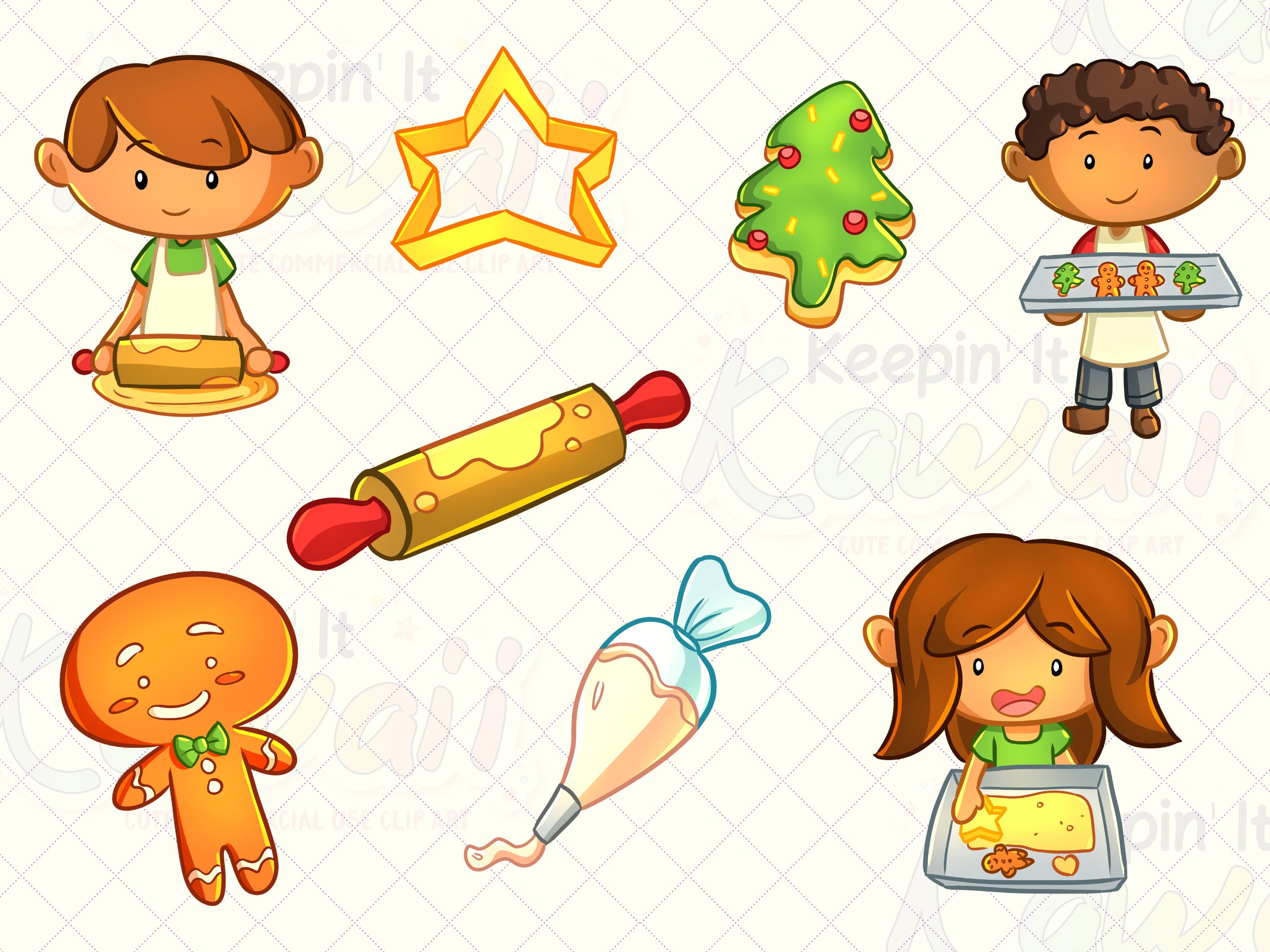 Christmas Baking Clip Art Collection, Christmas Cookies Clipart, Kids ...