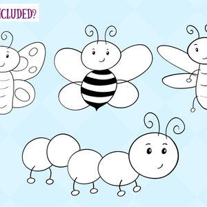 Cute Bugs Clip Art, Kawaii Bugs Clipart, Bugs and Flowers Clipart ...