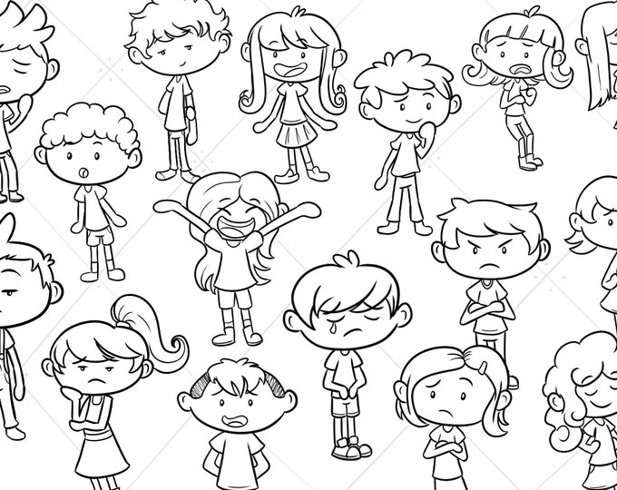 Cute Kid With Different Emotions, PNG Clip Art, Kids Emotion Clip Art ...