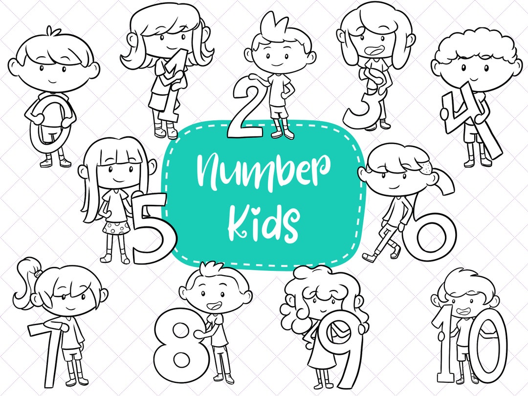 Kids With Numbers Clip Art, Counting Clipart, Kids Classroom Clipart ...