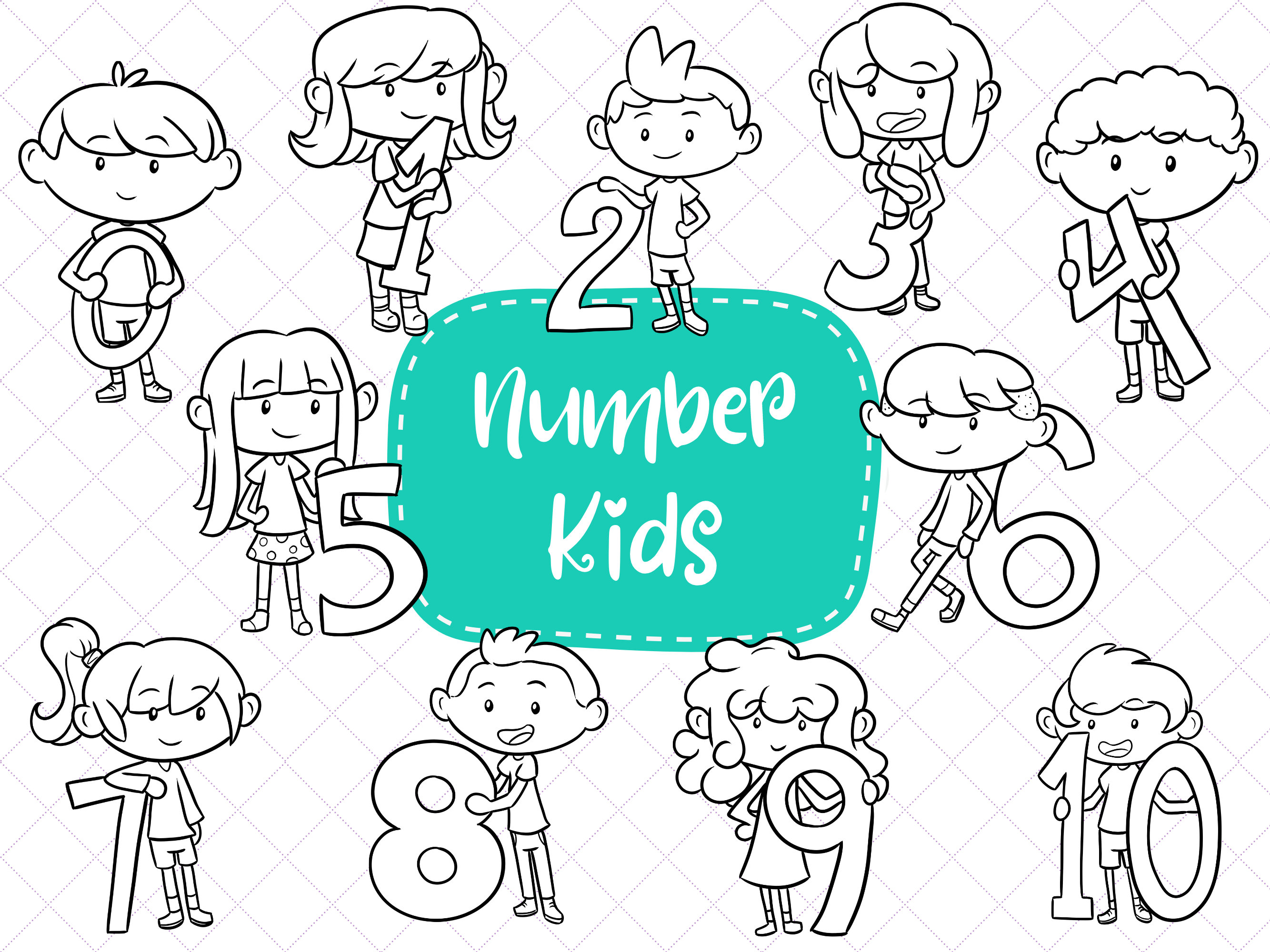 Kids With Numbers Clip Art, Counting Clipart, Kids Classroom Clipart ...
