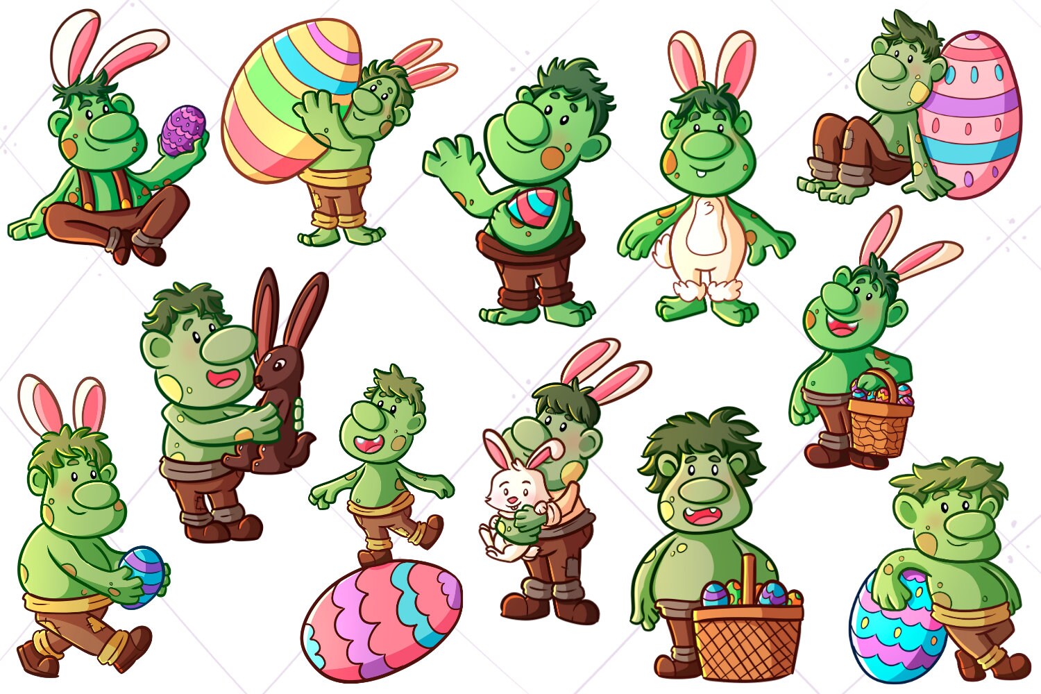 Funny Easter Trolls Clip Art Collection, Easter Trolls Clipart, Happy ...