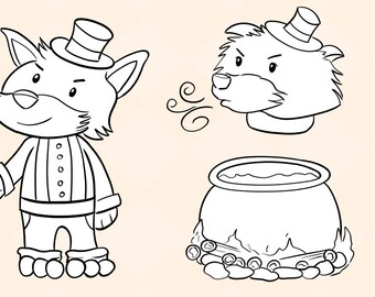 Three Little Pigs Clipart Black And White