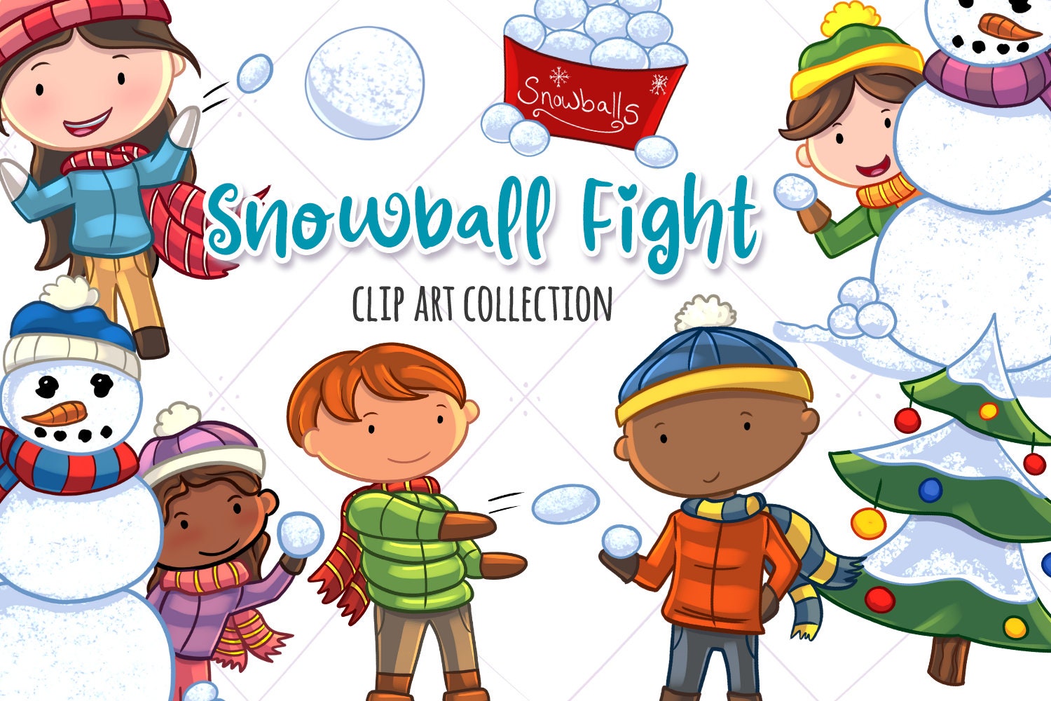 Snowball Fight Clipart Black And White School
