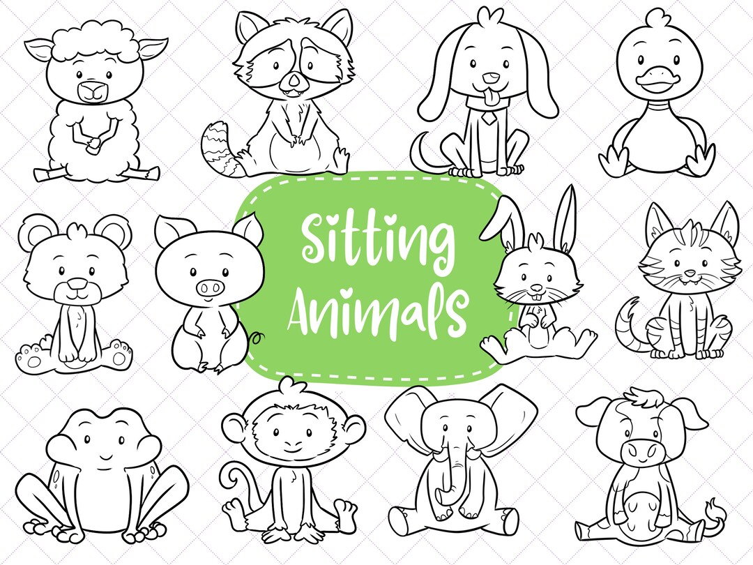 Cute Animals Clipart, Sitting Animals Clip Art, Cute Animals Clipart ...