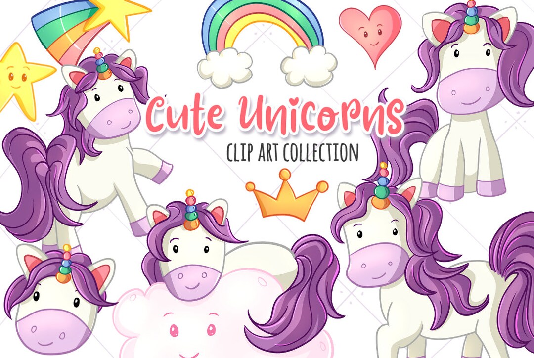 Cute Unicorn Clipart, Rainbow Unicorn Clip Art, Rainbow Clipart ...