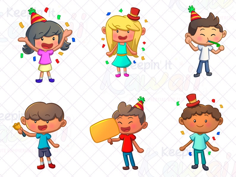 Happy New Year Kids Clip Art, Cute New Year's Eve Clipart, Cute Kids ...