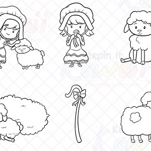 Little Bo Peep Clip Art, Mother Goose Clipart, Nursery Rhyme Clipart ...