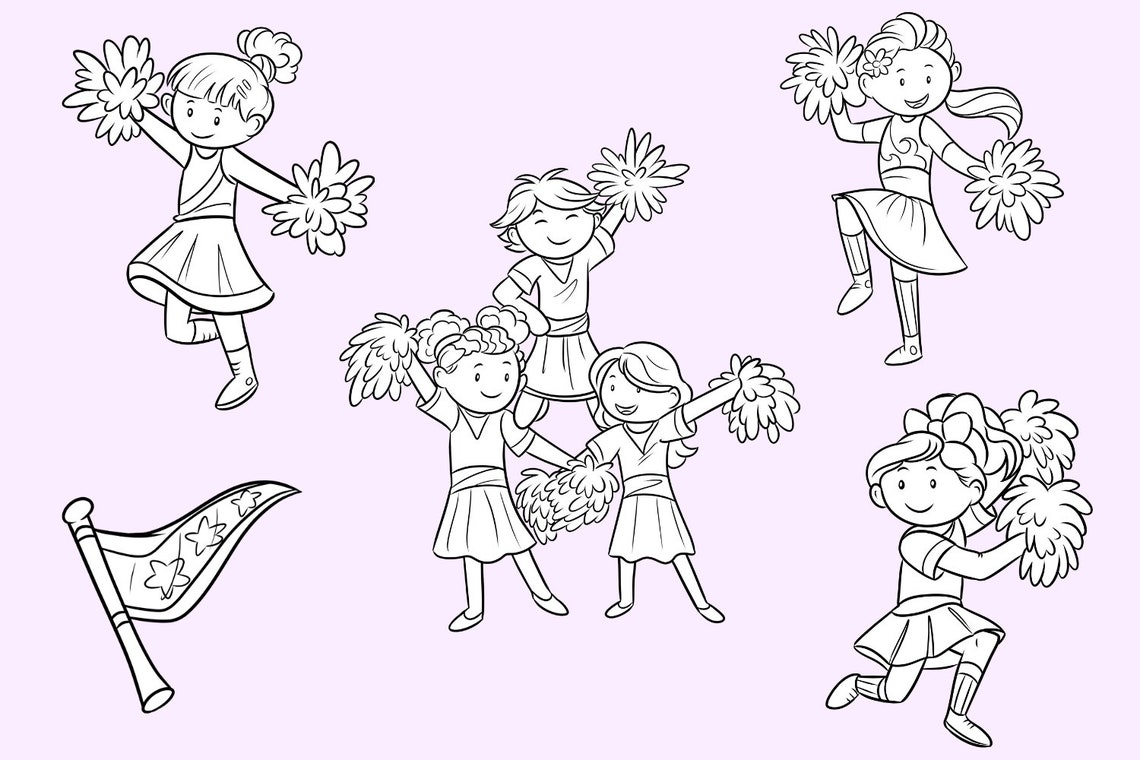 Cheerleading Clipart, Cute Cheerleader Kids Clip Art, Cheerleader Kids ...