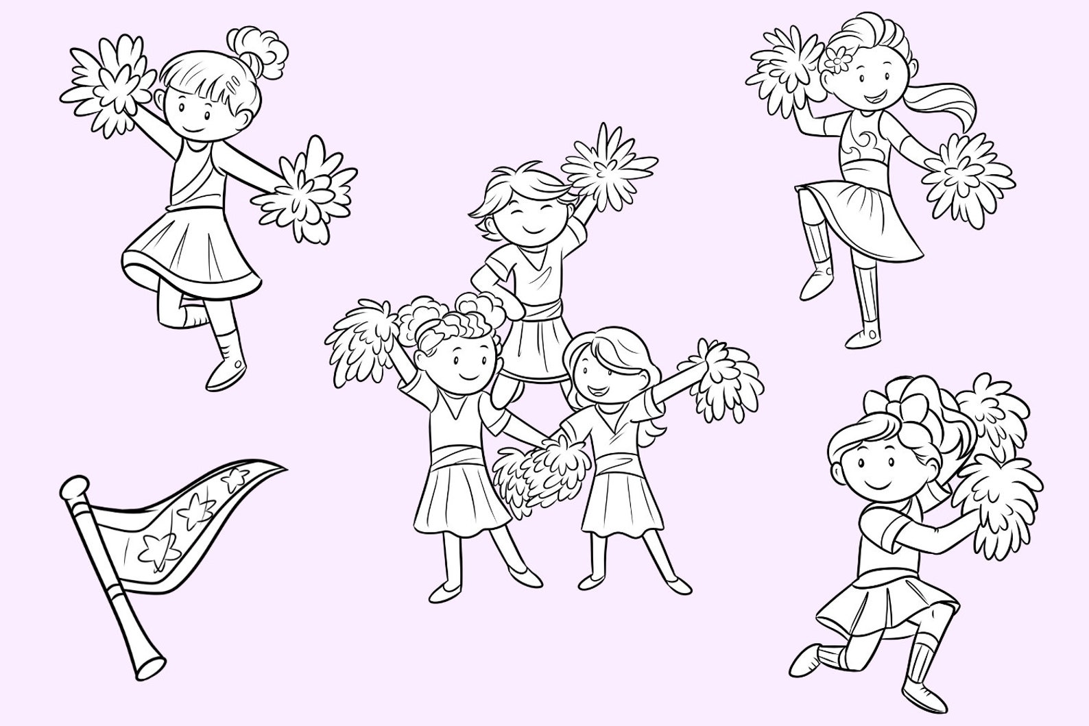 Cheerleading Clipart, Cute Cheerleader Kids Clip Art, Cheerleader Kids ...