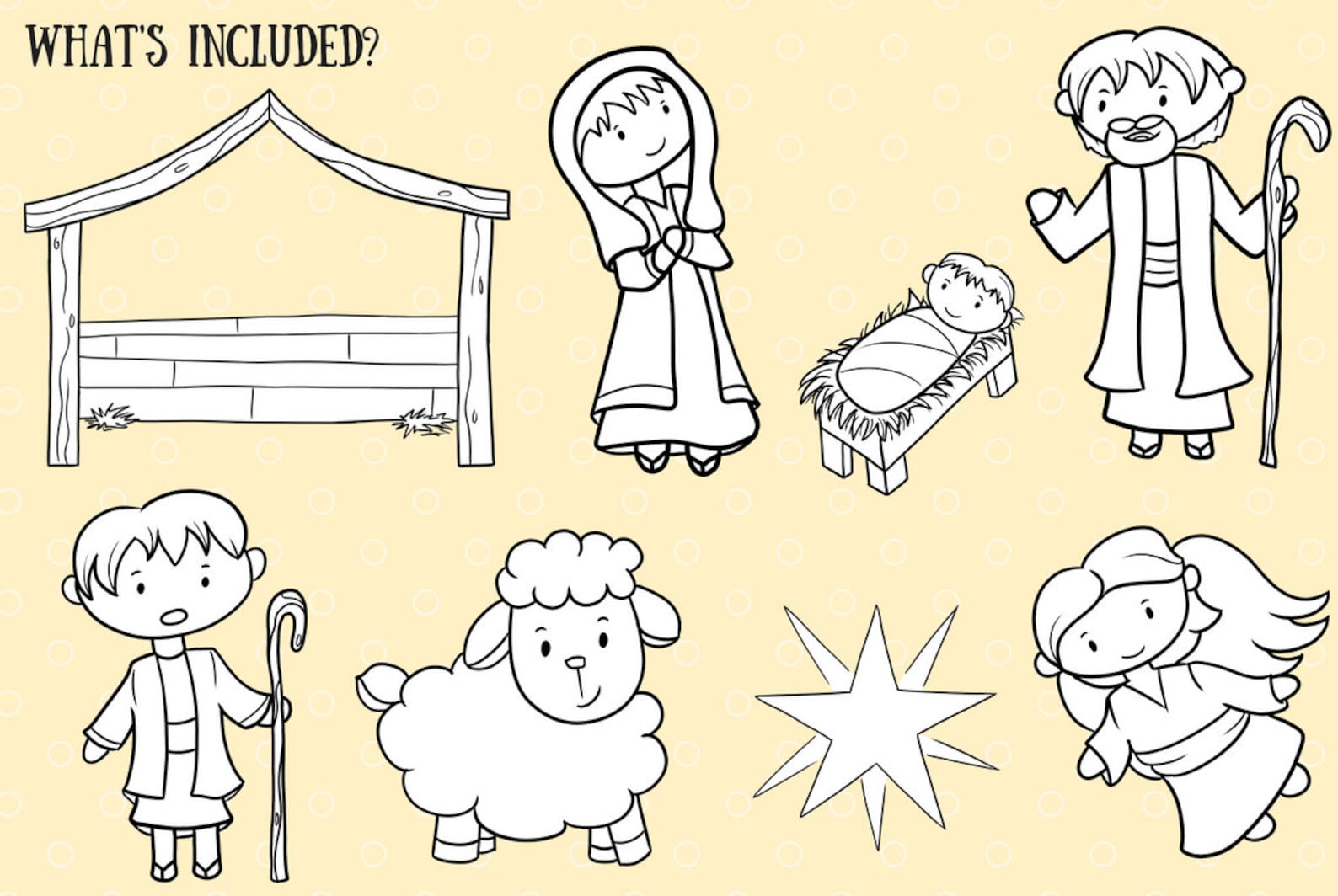 Cute Christmas Nativity Clip Art, Christmas Coloring Pages, Nativity ...
