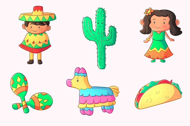 Cinco De Mayo Clipart, Mexican Fiesta Clip Art, Cute Taco Clipart - Etsy