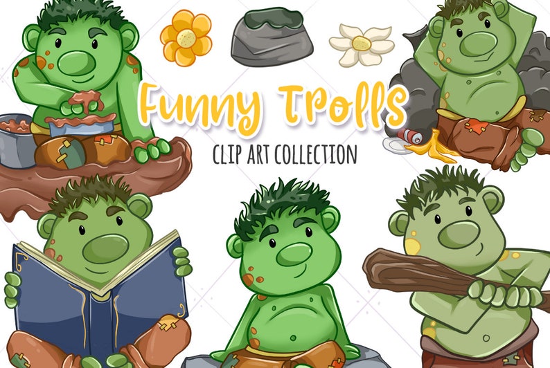 Cute Funny Trolls Clip Art - Silly Troll Illustrations - Trolls Clipart ...