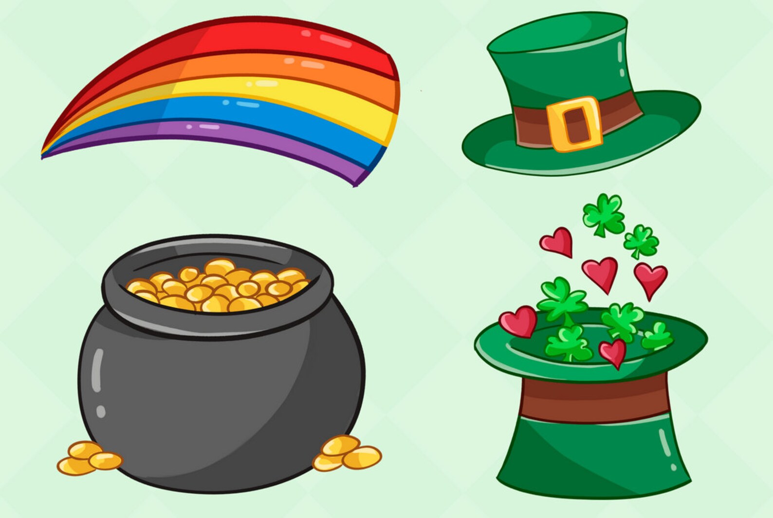 Cute St Patrick's Day Clip Art Kawaii St. Patrick's - Etsy