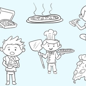 Pizza Party Clipart, Cute Pizza Party Boys Clip Art, Pizza Party ...