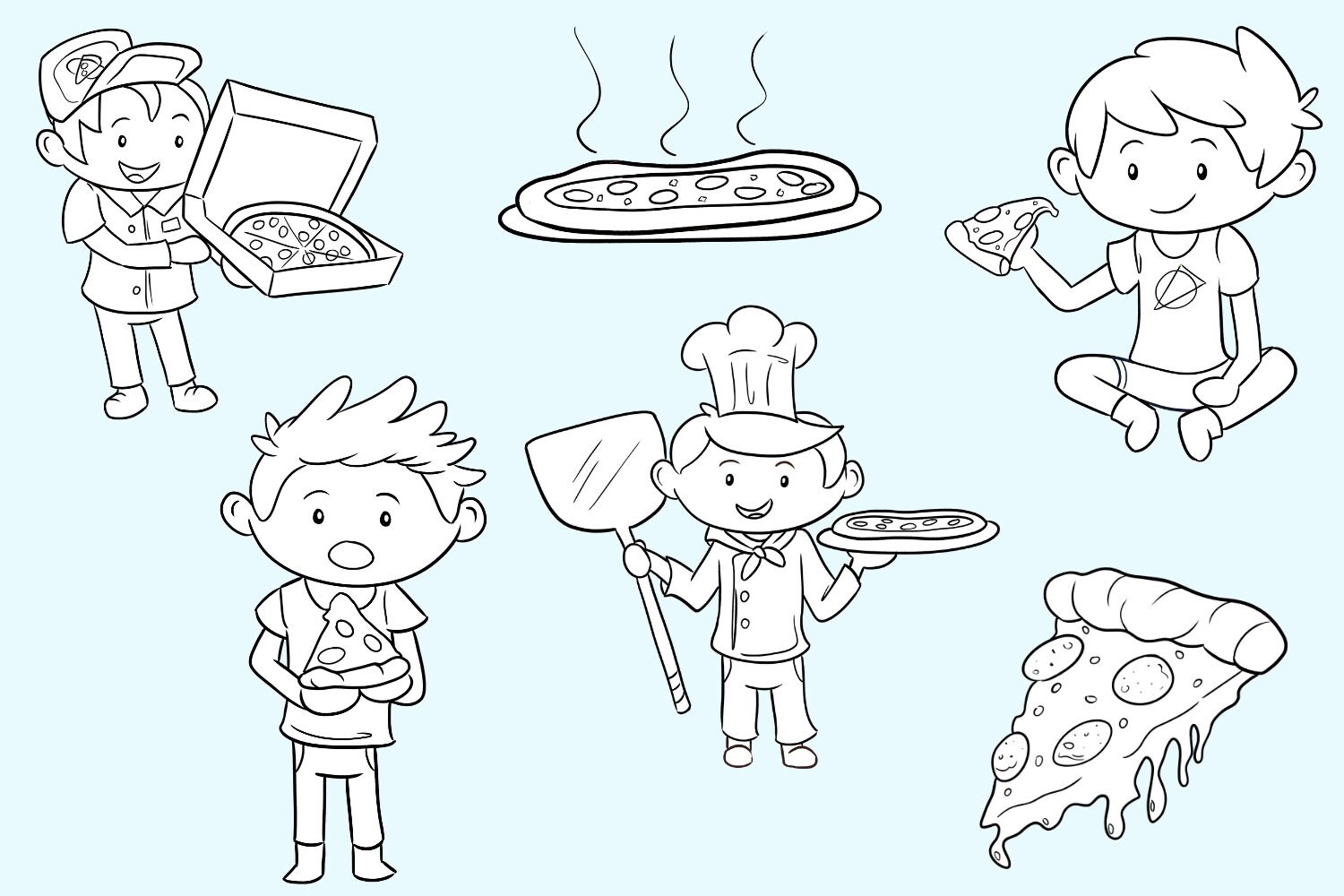 Pizza Party Clipart Cute Pizza Party Boys Clip Art Pizza - Etsy
