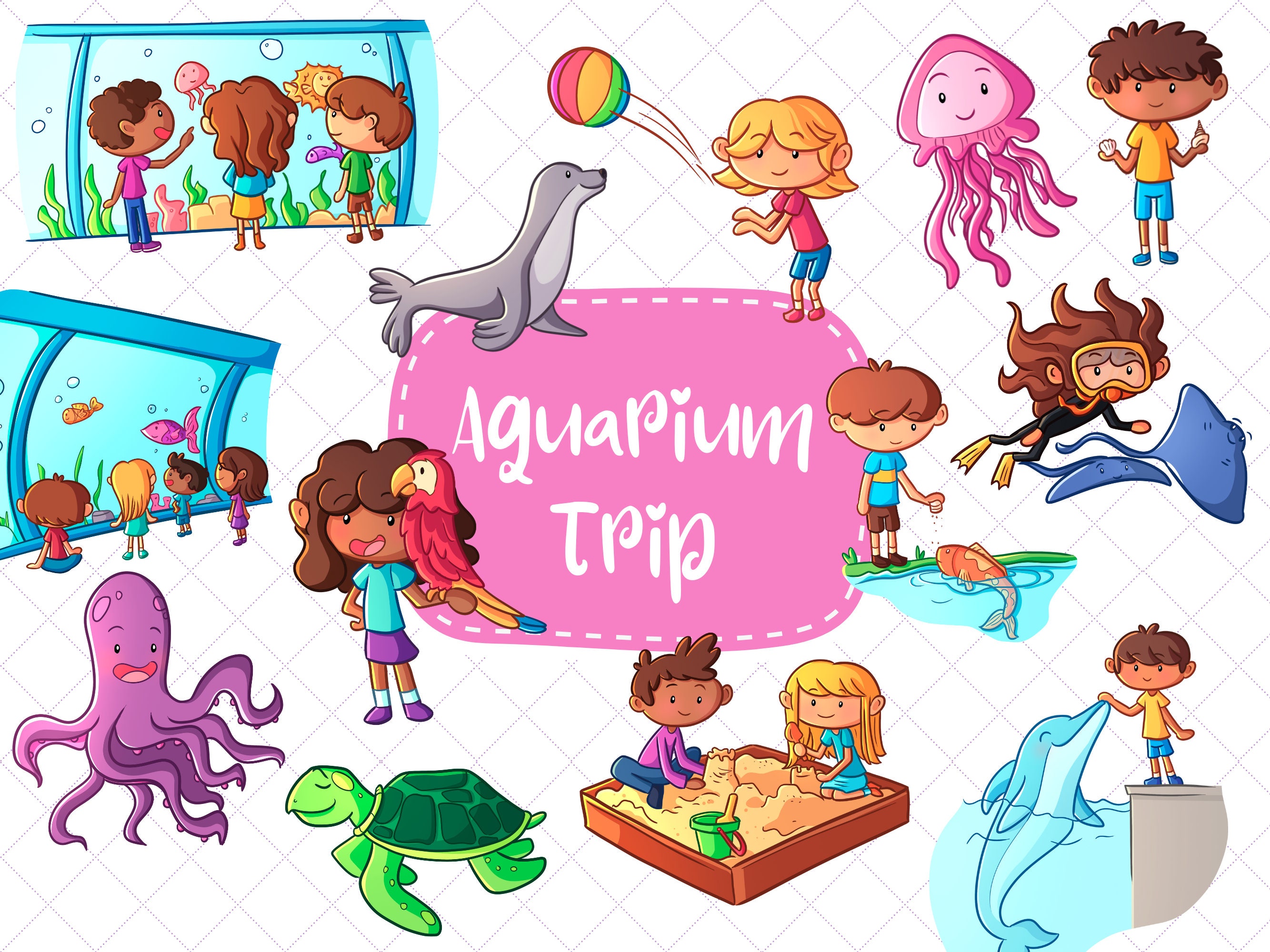 Aquarium Kids Clipart, Trip to the Aquarium Clip Art, School Field Trip ...