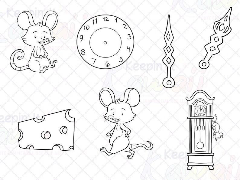 Hickory Dickory Dock, Nursery Rhyme Clipart, Cute Mother Goose Clip Art ...
