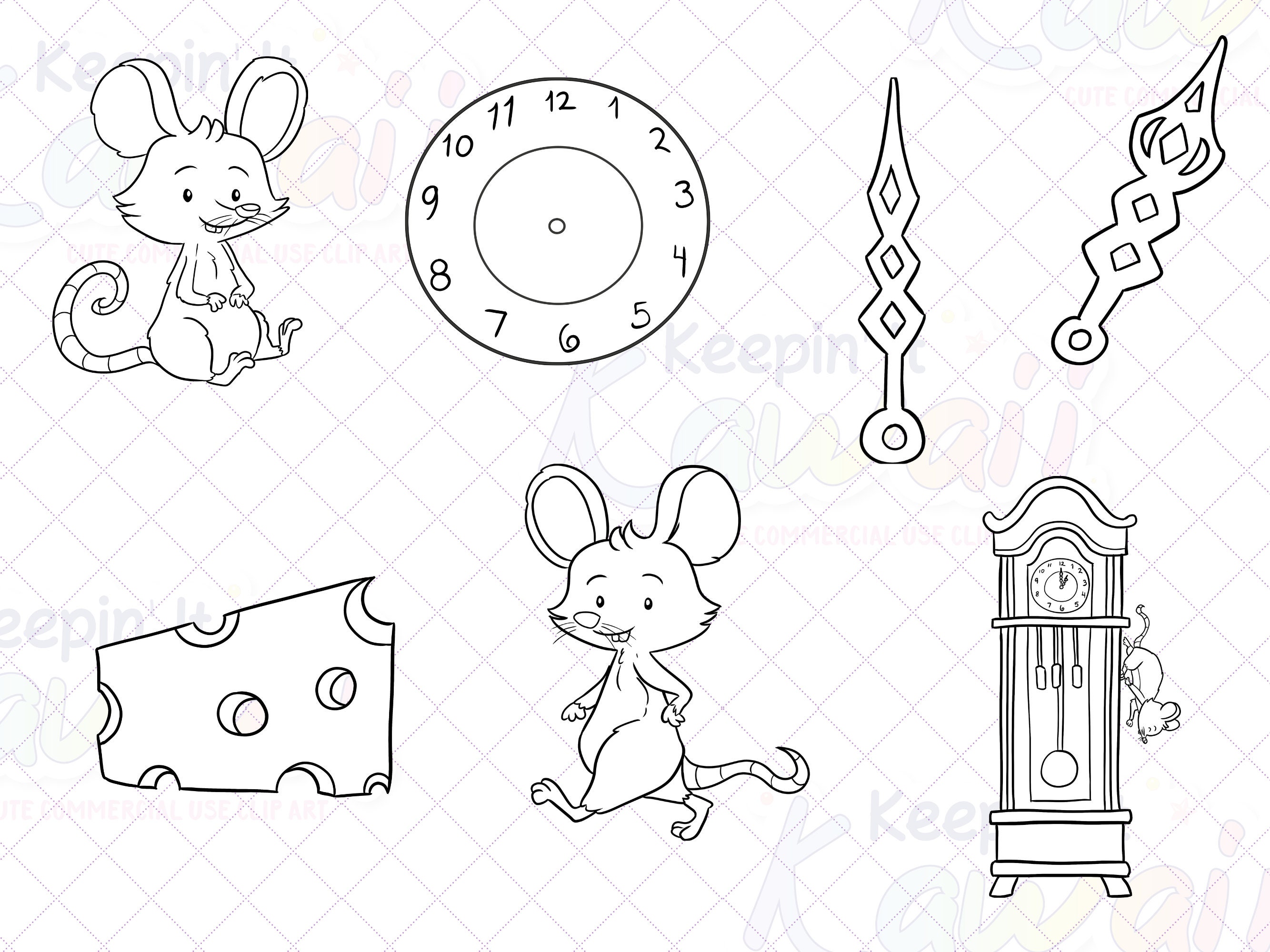 Hickory Dickory Dock, Nursery Rhyme Clipart, Cute Mother Goose Clip Art ...