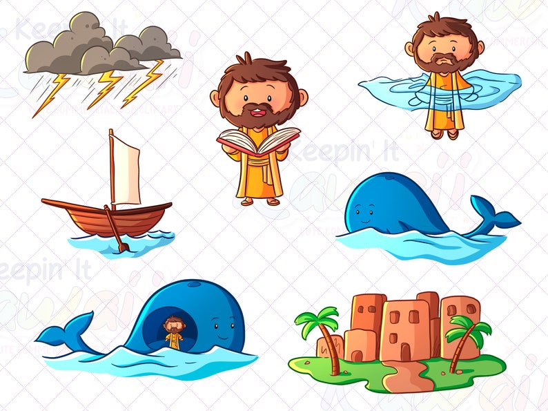 Jonás y la ballena Clipart, Imágenes prediseñadas de la historia ...
