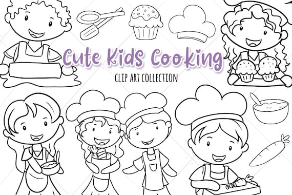 Kids Baking Clip Art Black And White