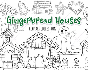 Gingerbread Bakery Christmas Digital Stamps Digistamps - Etsy