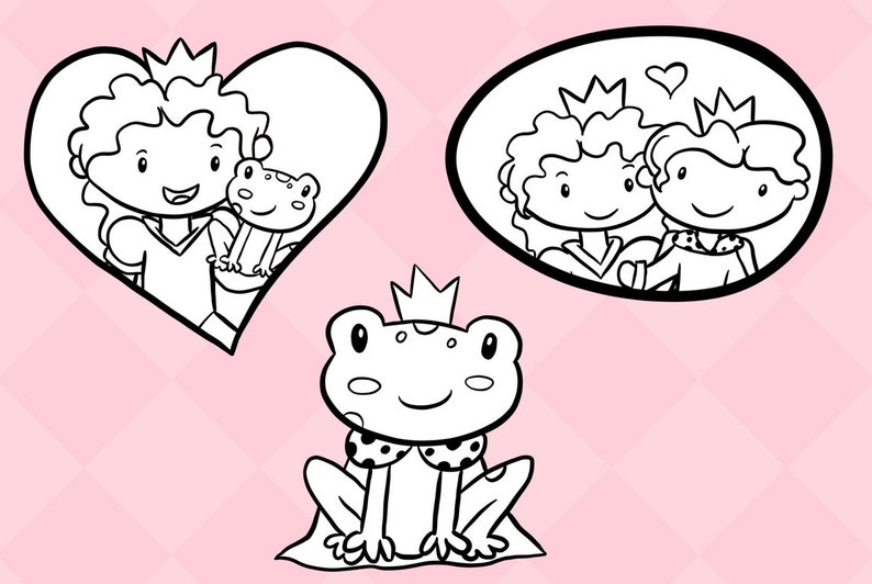 Princess and the Frog Digital Stamps, Frog Prince Black and White ...