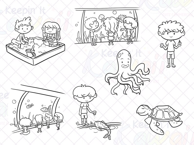 Aquarium Kids Clipart Trip to the Aquarium Clip Art School - Etsy
