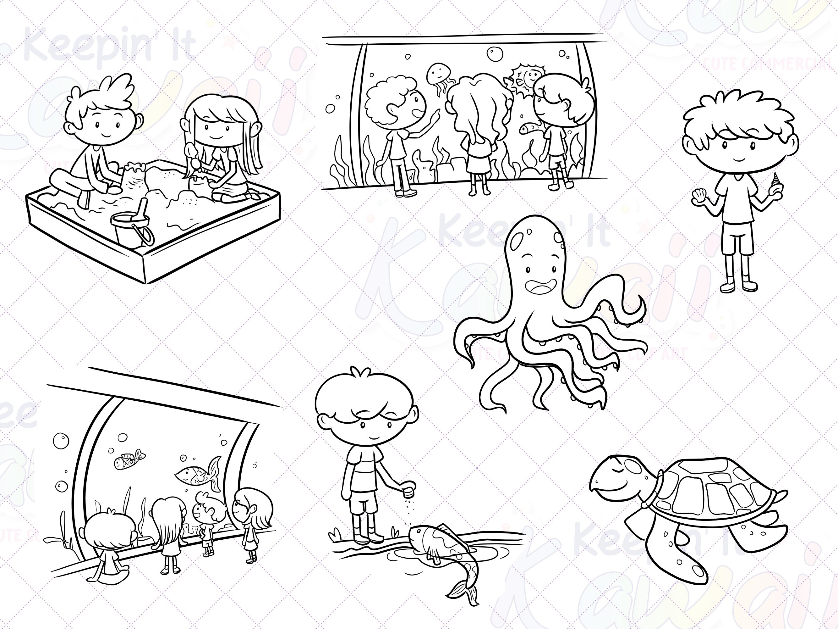 Aquarium Kids Clipart Trip to the Aquarium Clip Art School - Etsy