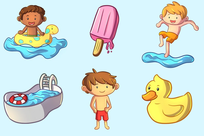 Cute Pool Party Boys Clip Art Collection Pool Party Clipart - Etsy