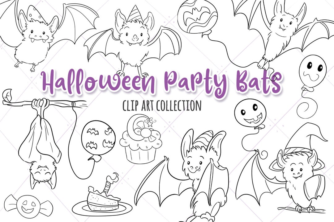 Halloween Party Bats Clip Art Collection, Cute Halloween Bat Graphics ...