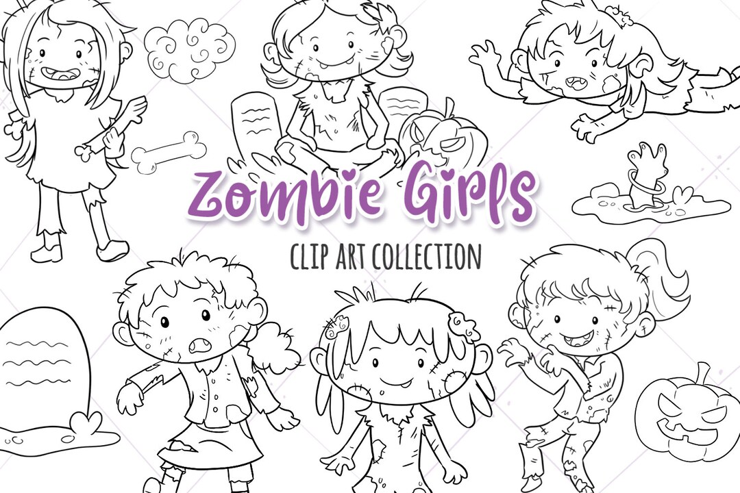 Cute Zombie Halloween Clip Art Collection, Zombie Boys Graphics, Zombie ...