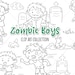 Cute Zombie Halloween Clip Art Collection, Zombie Boys Graphics, Zombie ...