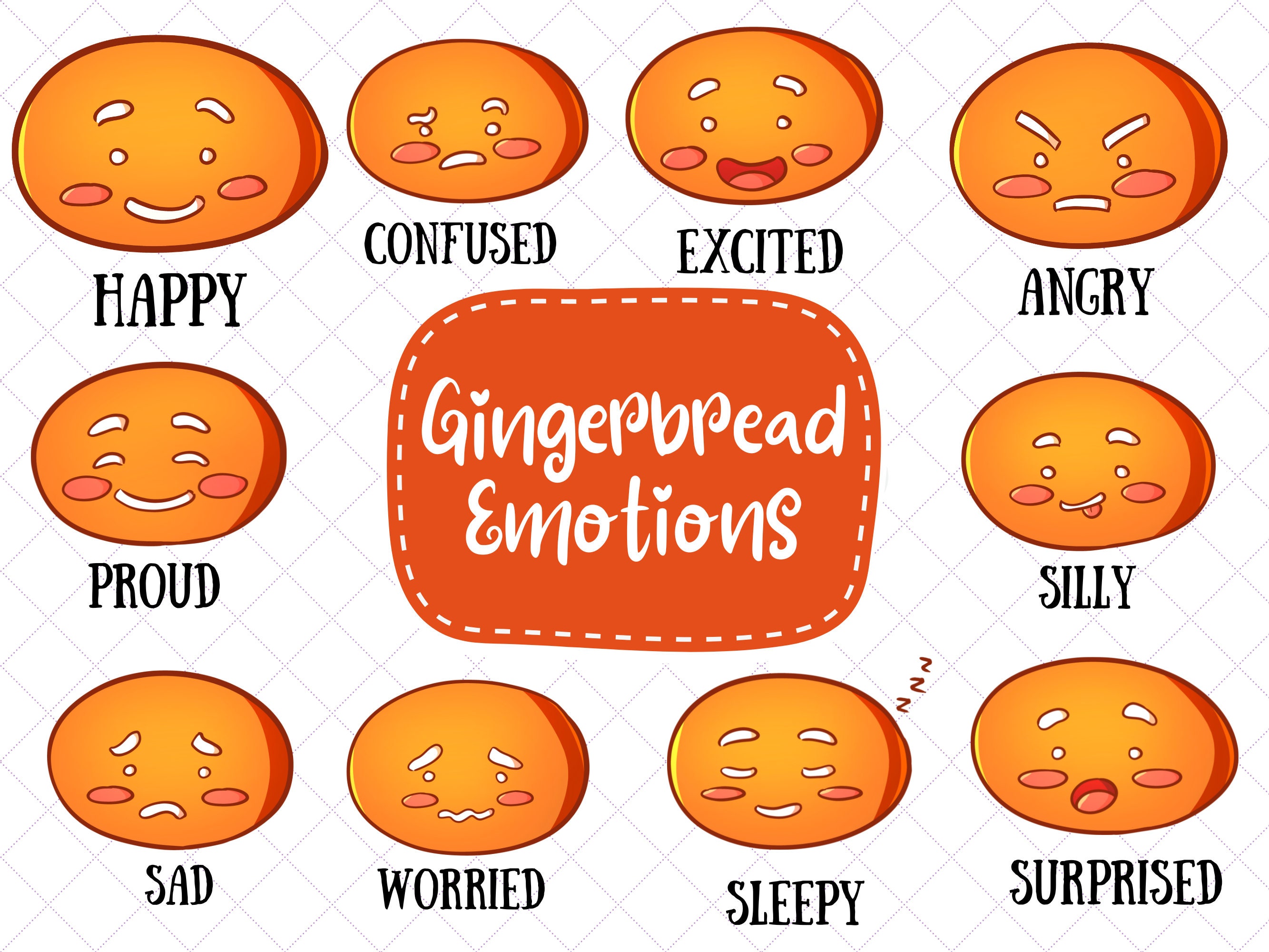 Gingerbread Emotions Clip Art Collection, Christmas Kids Clipart ...