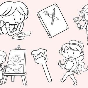 Artist Girls Clip Art, Cute Artist Graphics, Cute Kids Art Clipart ...