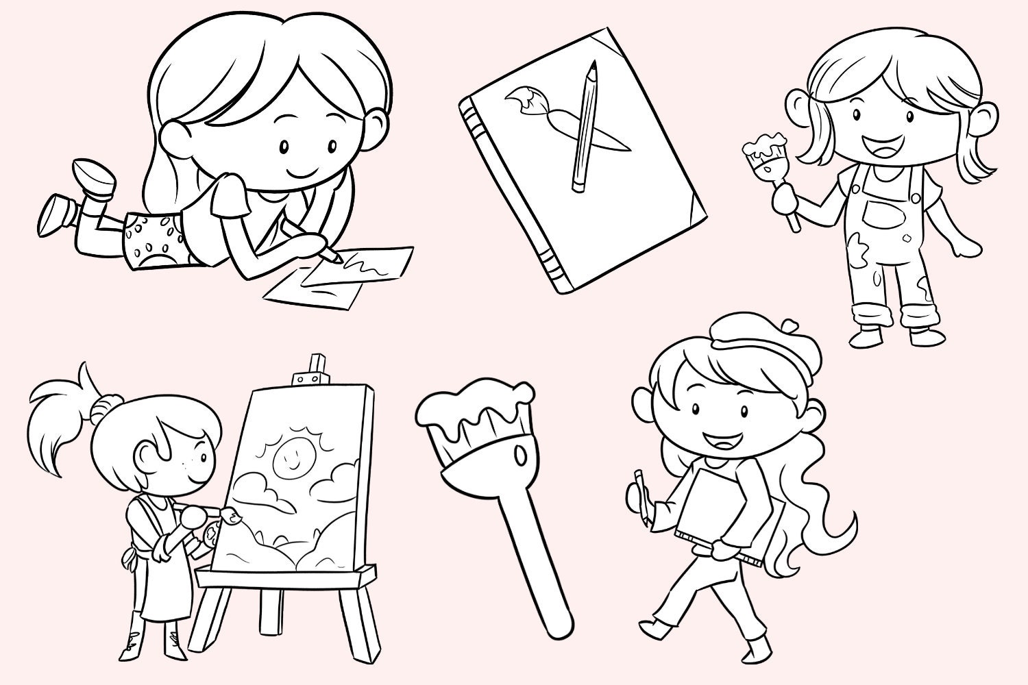 Artist Girls Clip Art, Cute Artist Graphics, Cute Kids Art Clipart ...