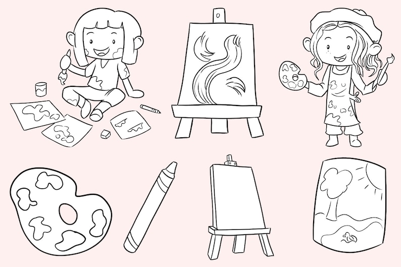 Artist Girls Clip Art, Cute Artist Graphics, Cute Kids Art Clipart ...