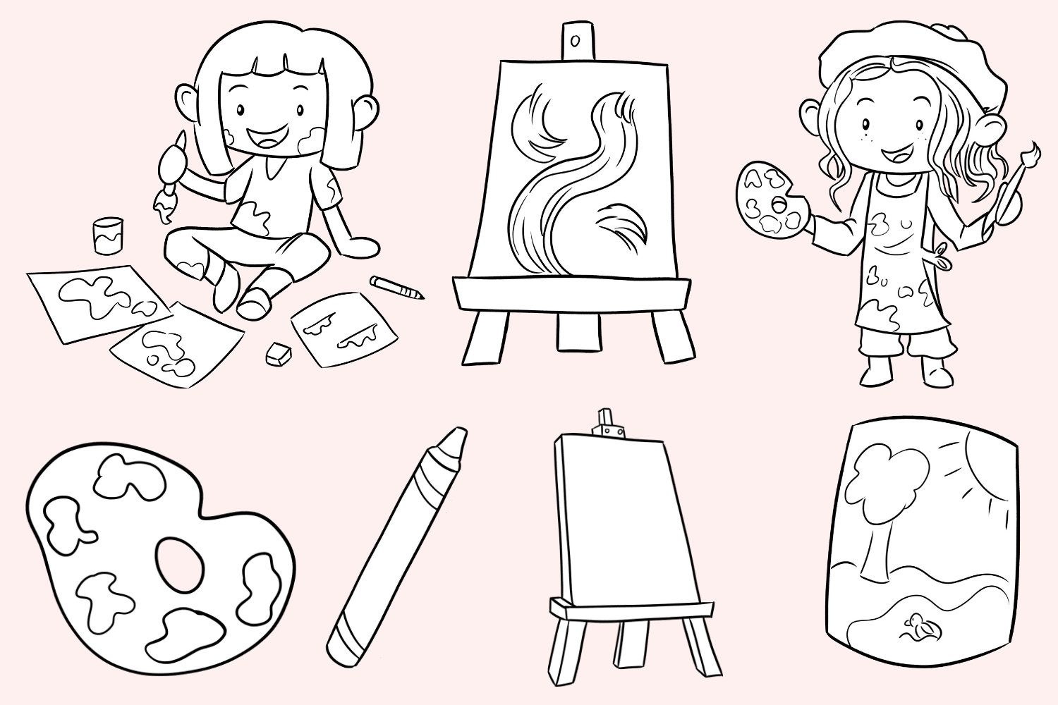 Artist Girls Clip Art, Cute Artist Graphics, Cute Kids Art Clipart ...