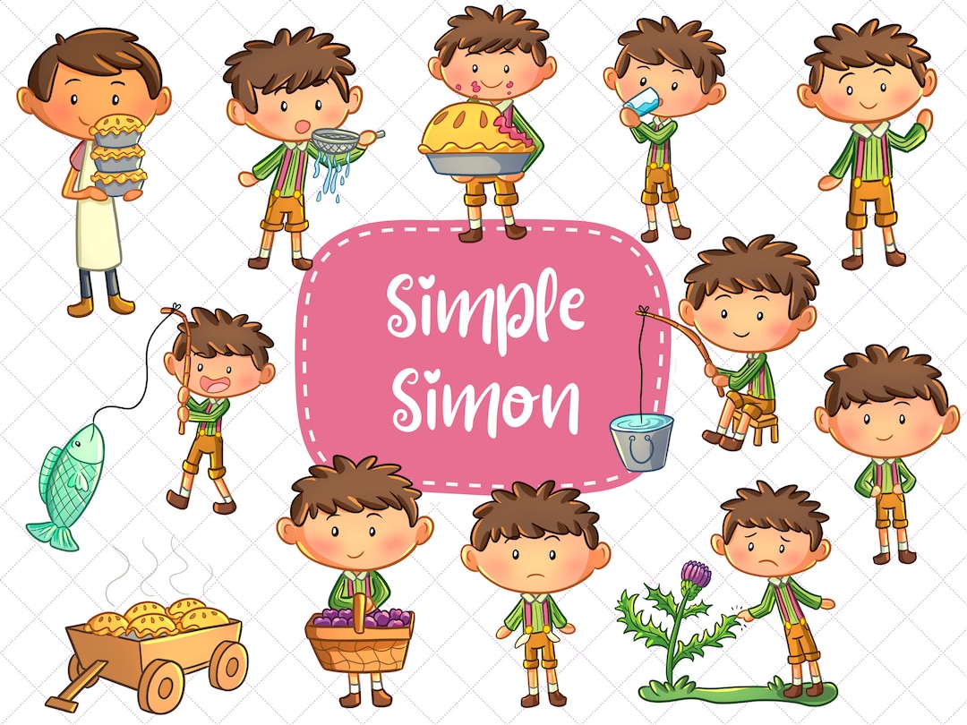 Simple Simon Clip Art, Nursery Rhyme Clipart, Cute Mother Goose Clip ...