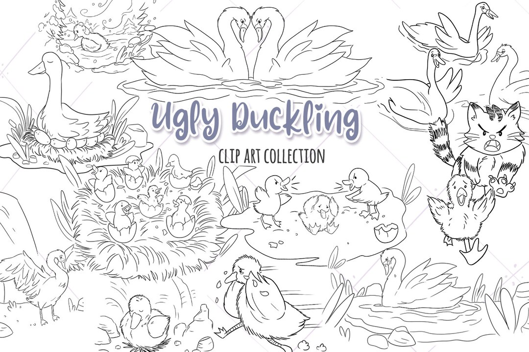 Ugly Duckling Story Book Clipart, Cute Baby Duck Clip Art, Kids School ...