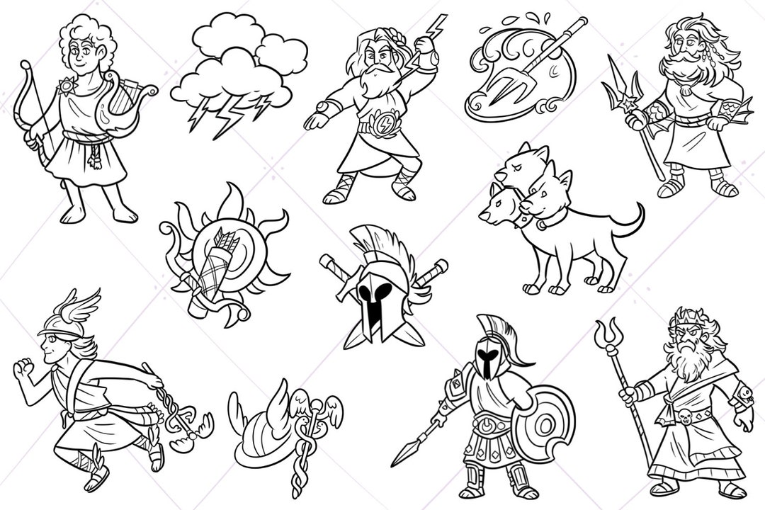 Greek Gods Clip Art Collection, Greek Mythology Clipart, Greek Myths ...