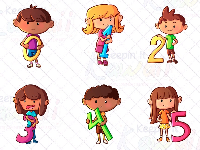 Kids With Numbers Clip Art, Counting Clipart, Kids Classroom Clipart ...