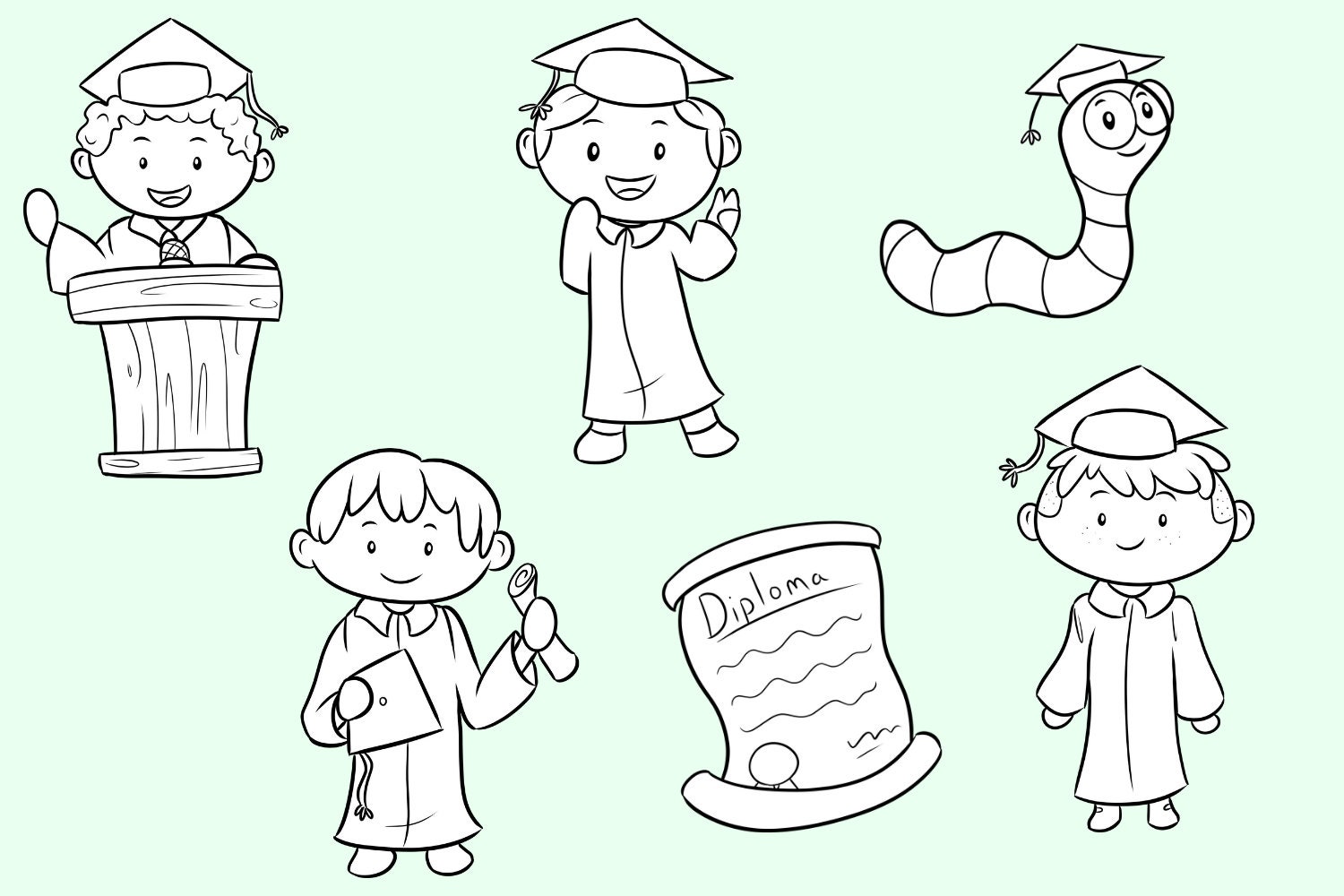 Cute Graduation Boys Clip Art Collection Little Graduates | Etsy