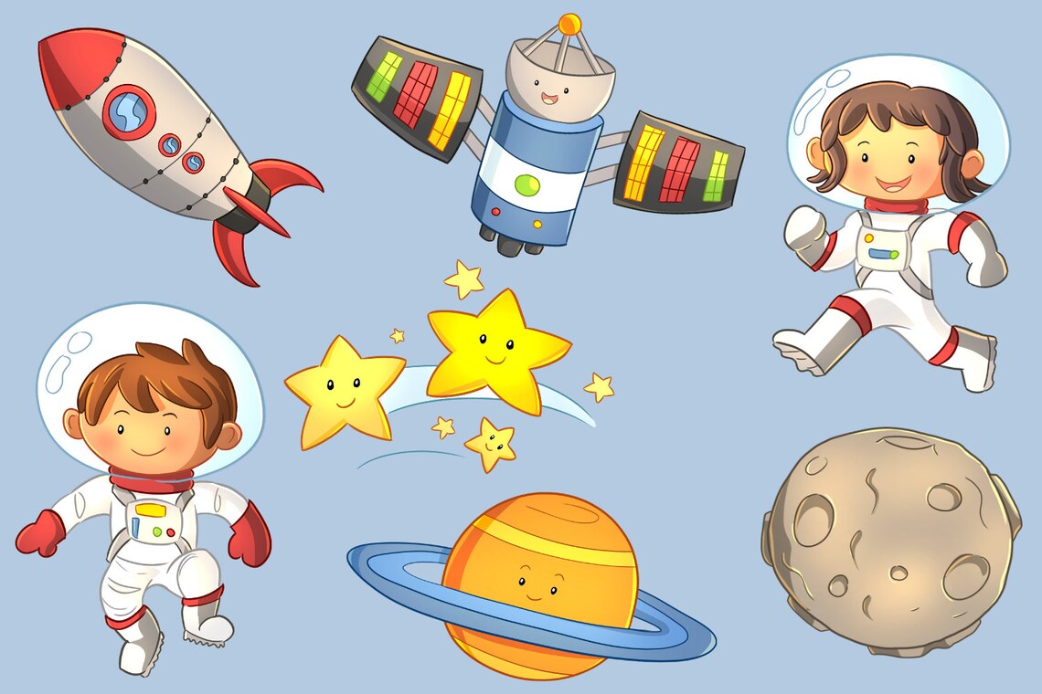 Cute Space Kids Clip Art Collection Kids in Space Astronaut - Etsy
