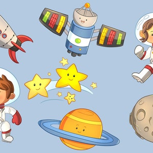 Cute Space Kids Clip Art Collection, Kids in Space, Astronaut Kids ...