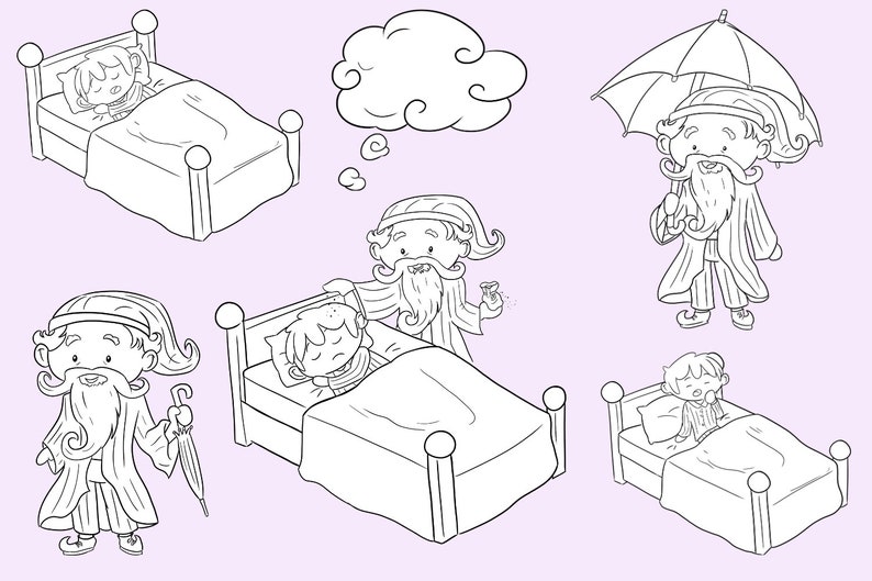 Sandman Fairy Tale Clip Art Collection Cute Dreams Clipart - Etsy