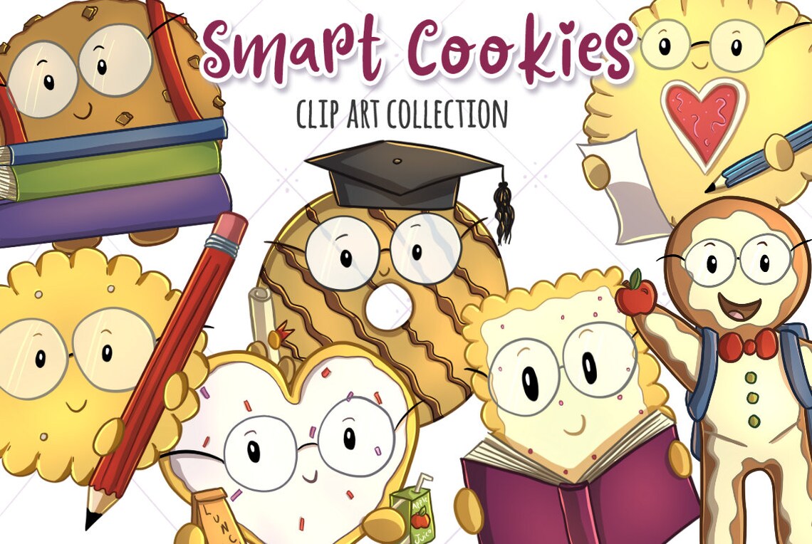 Smart Cookies Back to School Clip Art Collection, Cute School Clipart ...