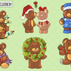 Bear Christmas Clip Art Collection, Cute Christmas Clip Art, Christmas ...