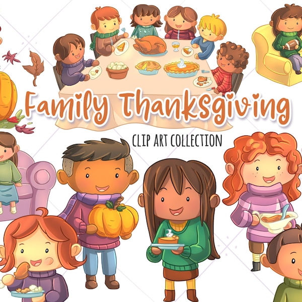 Kawaii Thanksgiving Clip Art - Etsy